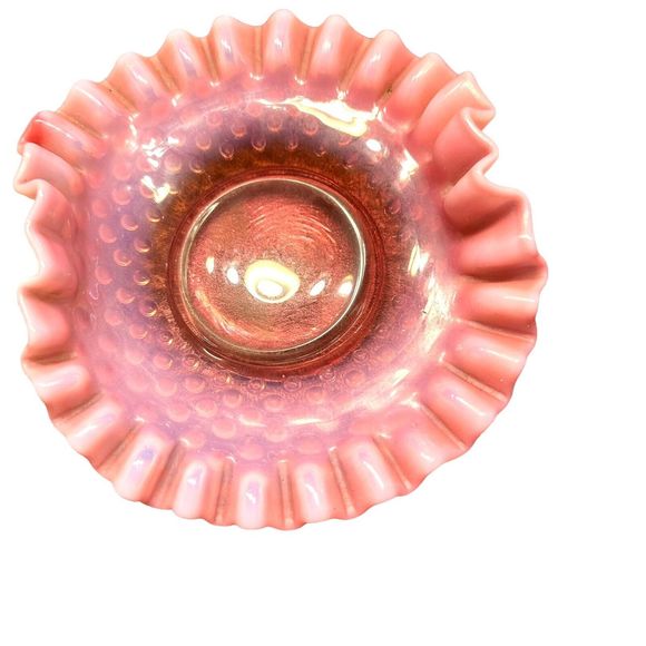 Fenton | Art | 94 Pink Fenton Hobnail Cranberry Ruffled Bon Bon Basket ...